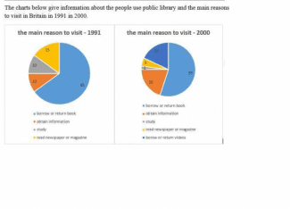 The charts below give information about the people use public library ...