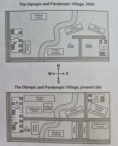 The two maps below show an olympic and paraolympic village in 2000 and ...