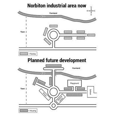 The map below shows an industrial area in the town of Norbiton, and ...